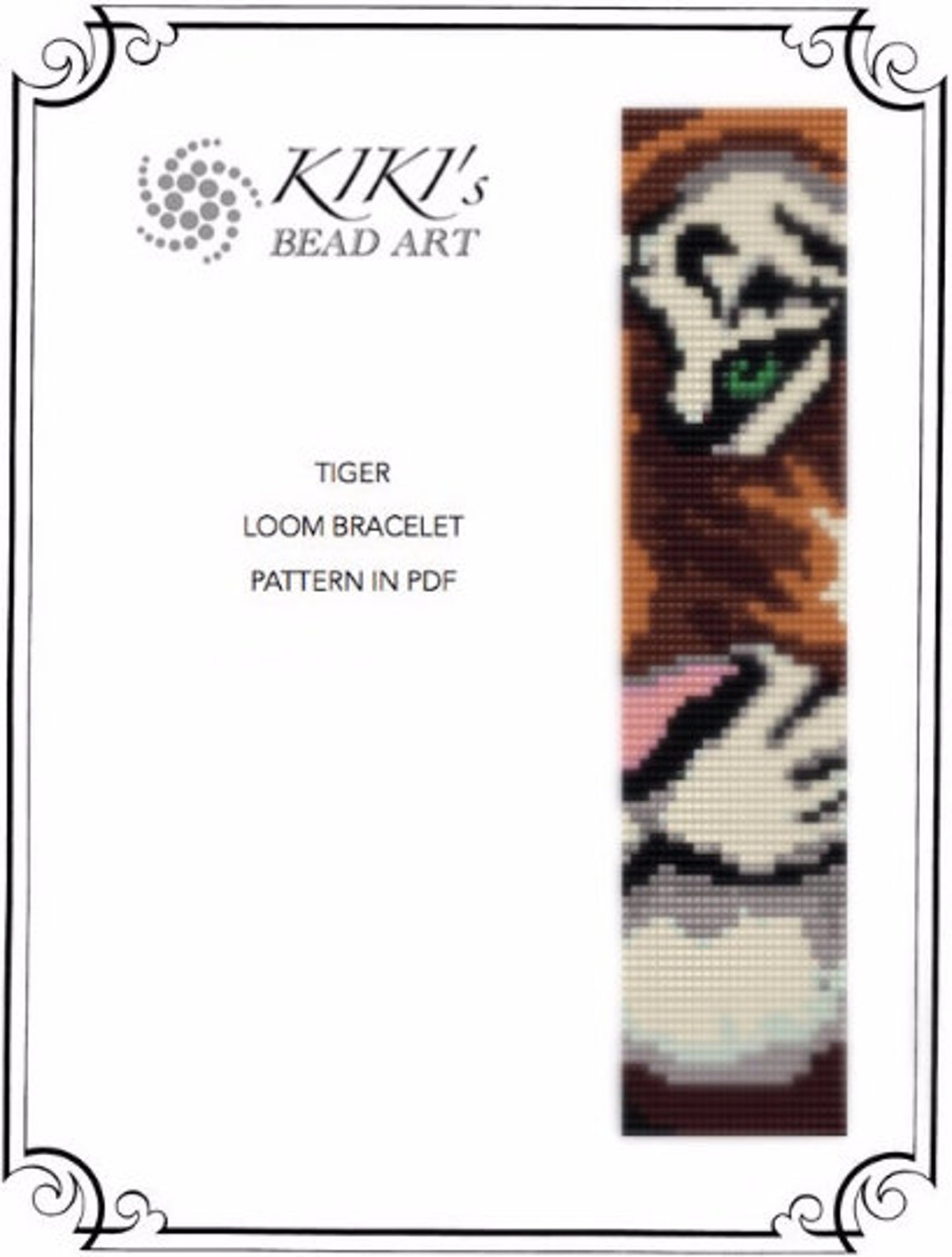 Bead Loom Pattern - Tiger - Wild Cat LOOM Bracelet Cuff Pattern in PDF ...