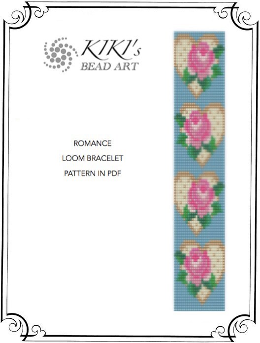 Bead Loom Pattern - Romance, LOOM Bracelet Cuff Pattern With Hearts and ...