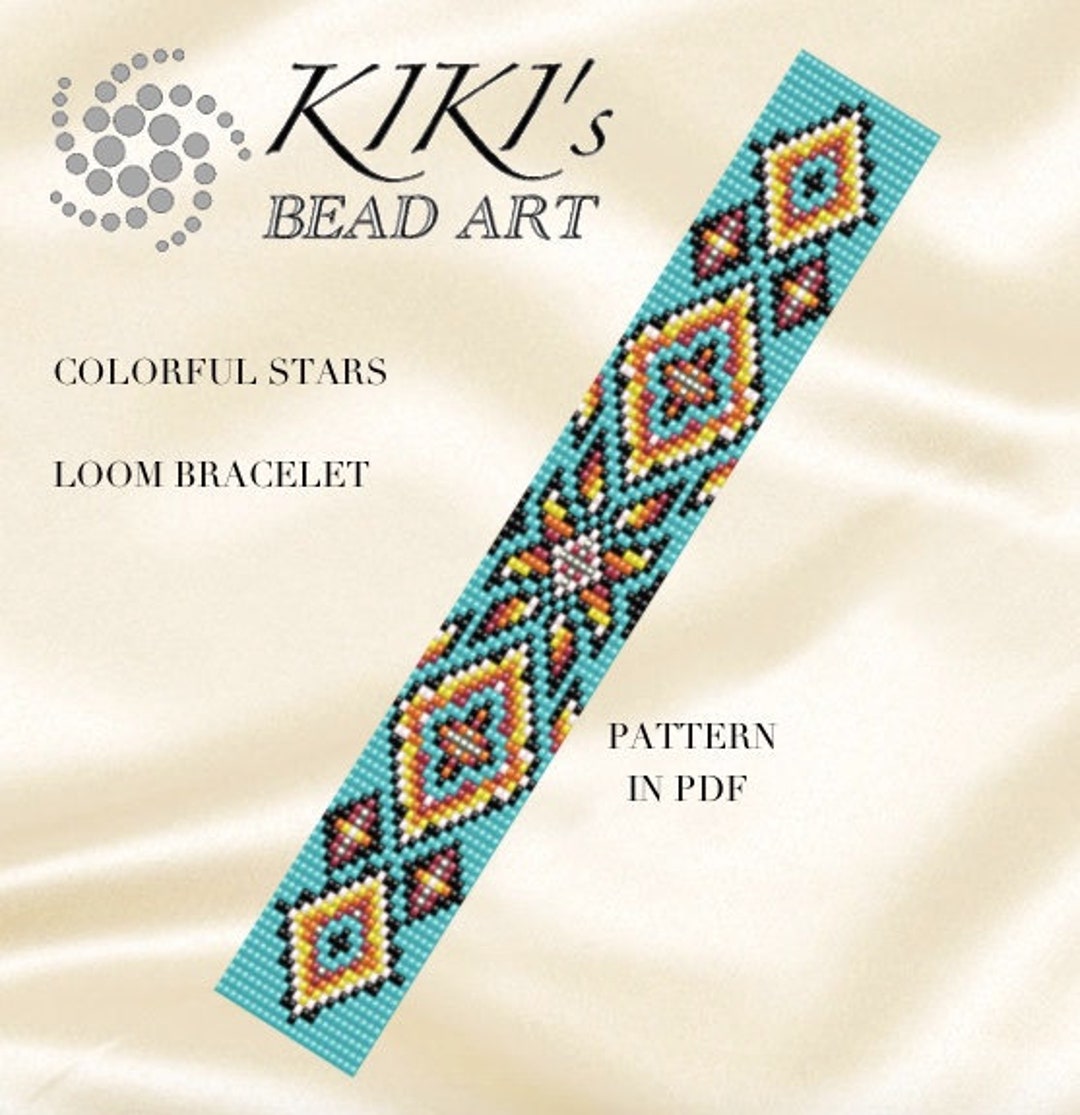 Bead Loom Pattern Colorful Stars LOOM Bracelet Pattern in PDF - Instant ...