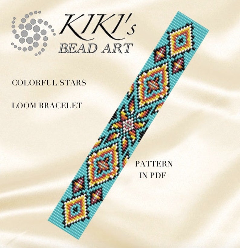 Bead Loom Pattern Colorful Stars LOOM Bracelet Pattern in PDF - Instant ...