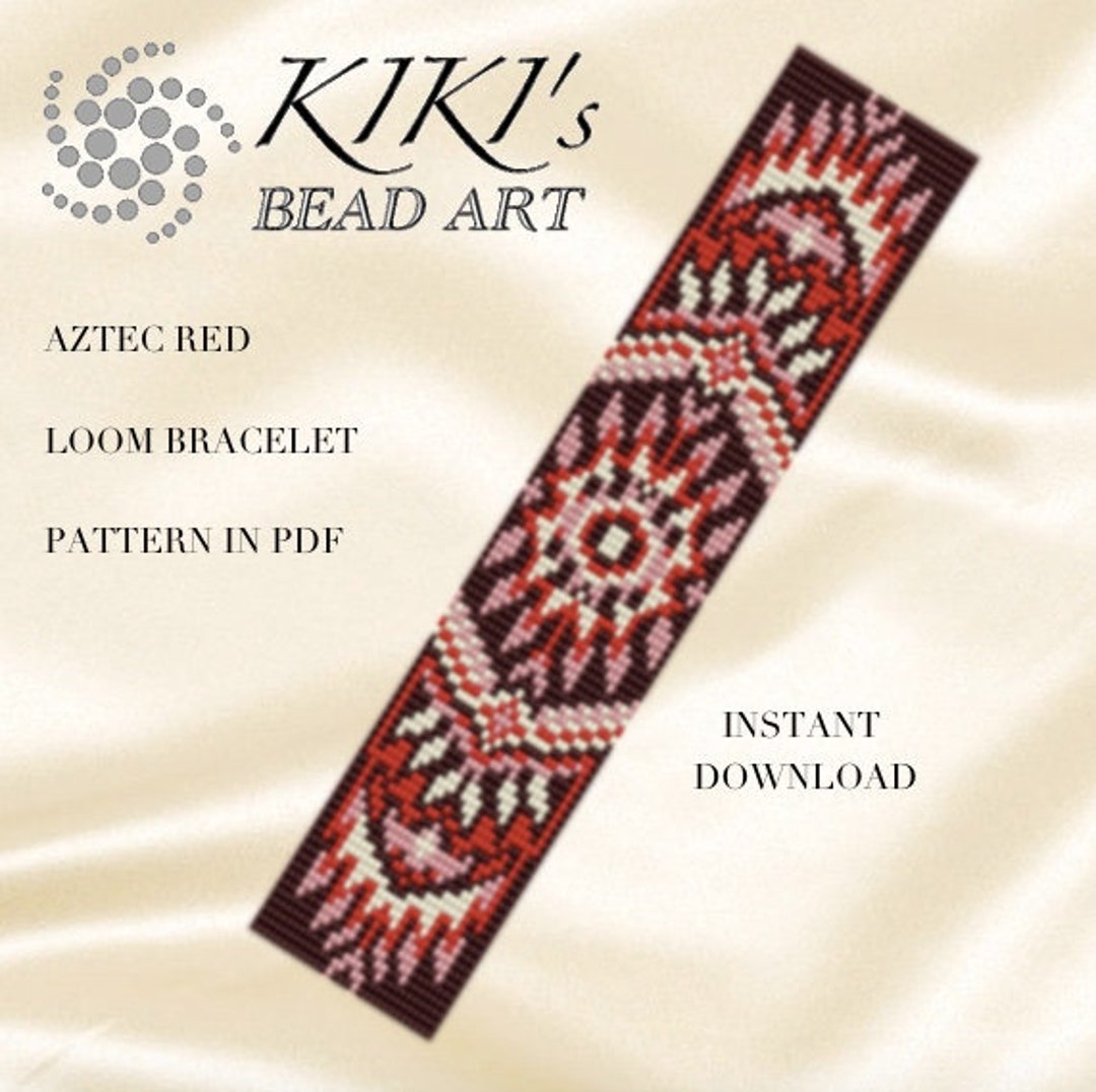 Bead Loom Pattern - Aztec Red LOOM Bracelet Pattern in PDF Instant ...