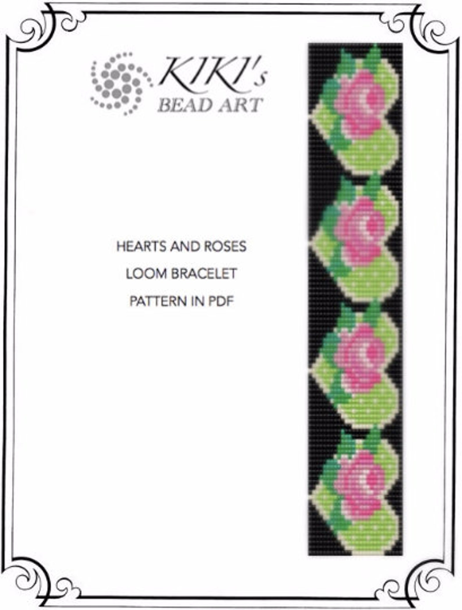 Bead Loom Pattern Hearts and Roses Flowery Vivid Coloured - Etsy