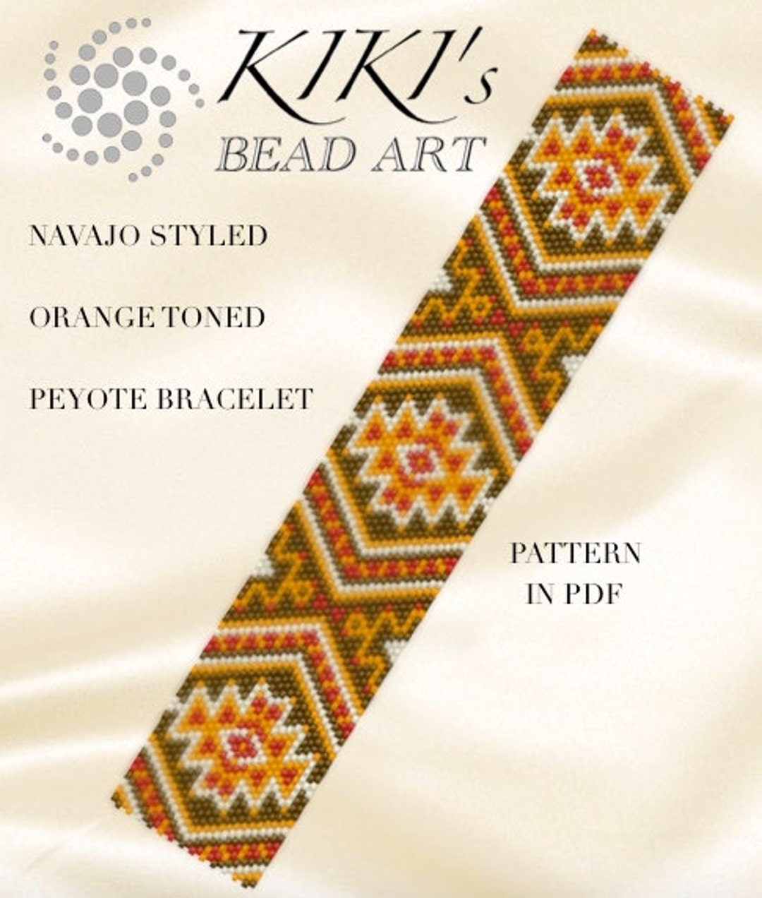 Pattern, Peyote Bracelet - Navajo Inspired Ethnic Style Orange Toned ...