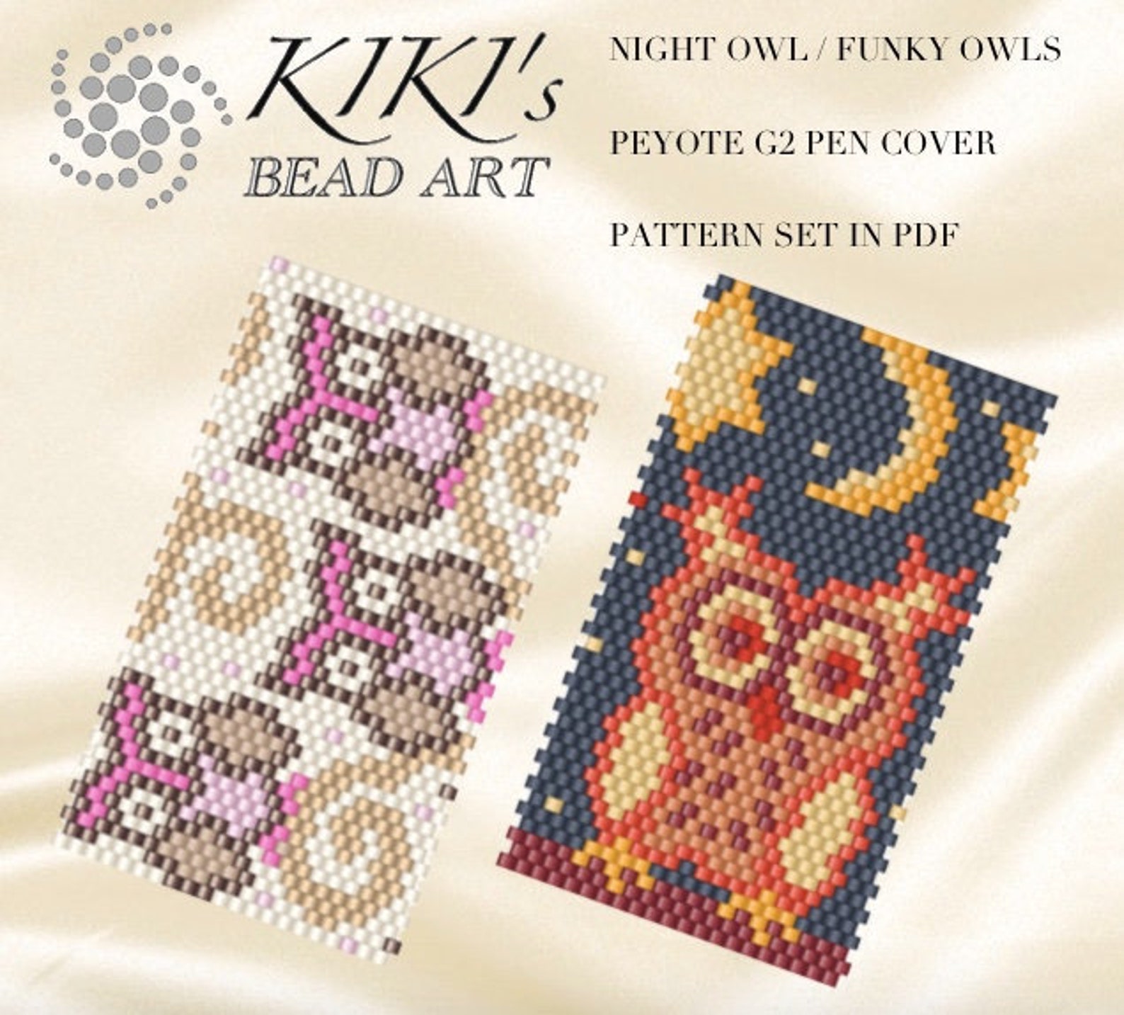 Pattern, Peyote Pen Cover Night Owl Funky Owls Animal Peyote Pattern ...