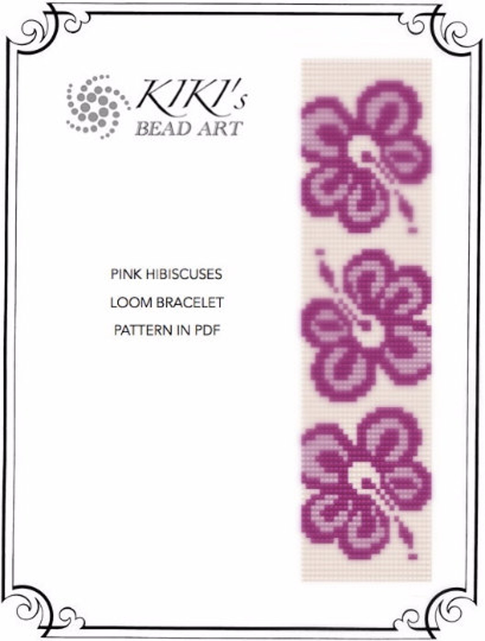 Bead Loom Pattern Pink Hibiscuses Colourful LOOM Bracelet - Etsy Sweden