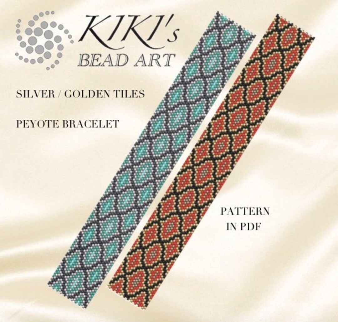 Peyote Pattern, Peyote Bracelet Pattern Golden Tiles Silver Tiles ...