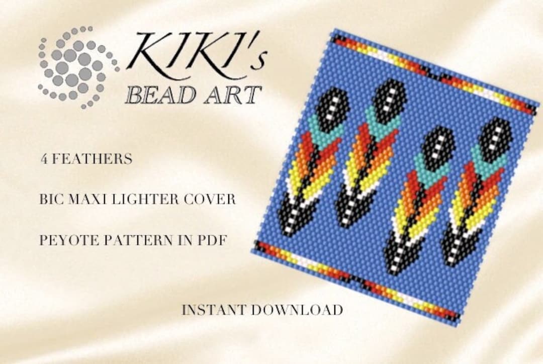 Pattern, Peyote Pattern for BIC Maxi Lighter Cover 4 Feathers Peyote ...