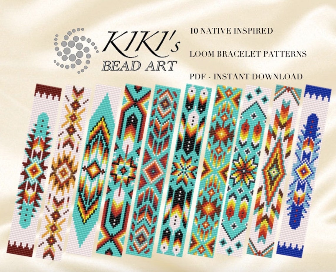 Bead Loom Pattern, Native Inspired LOOM Bracelet Patterns Set of 10 ...