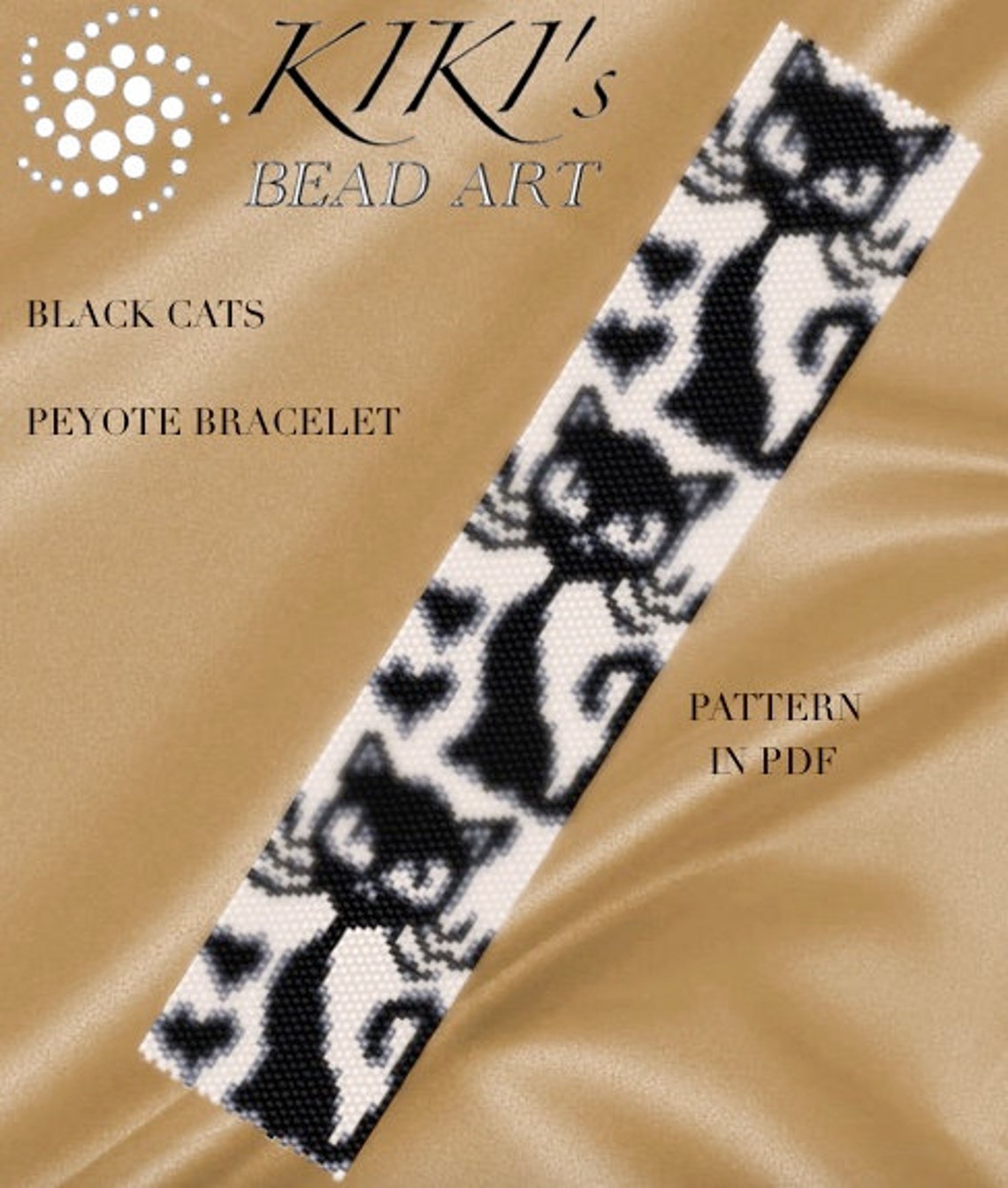 Pattern Peyote Bracelet Black Cats Peyote Bracelet Cuff - Etsy