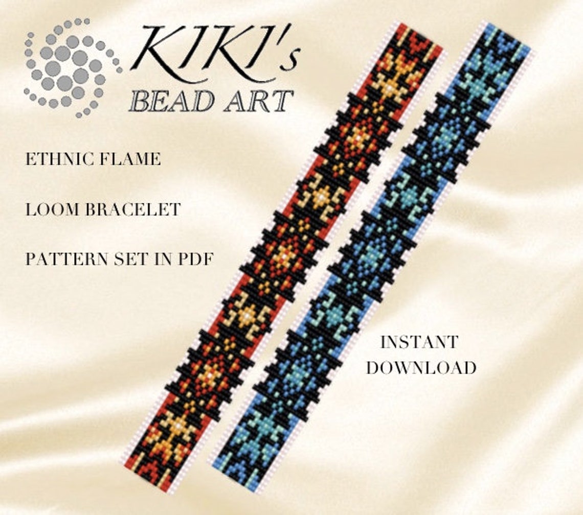 Loom bracelet pattern Bead loom pattern Ethnic flame native | Etsy
