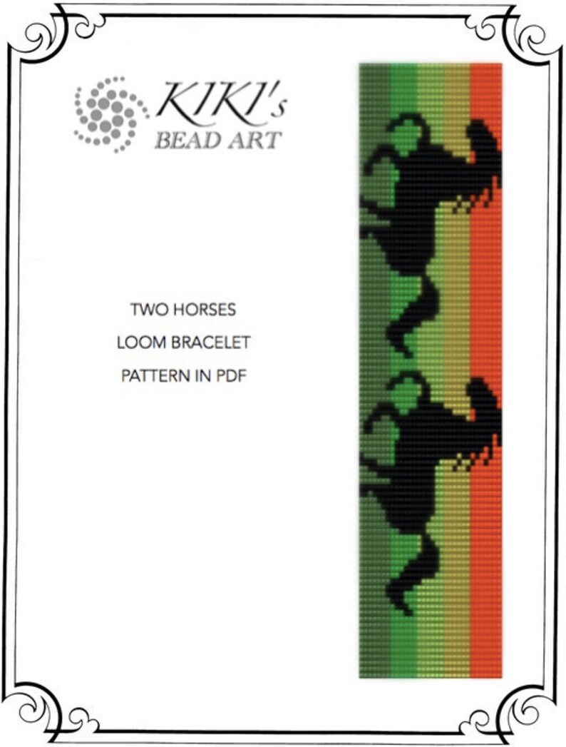 Bead Loom pattern Two horses LOOM bracelet cuff PDF pattern | Etsy