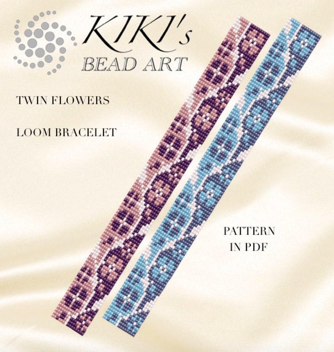 Bead Loom Pattern Twin Flowers Floral LOOM Bracelet Pattern Set in 5 ...