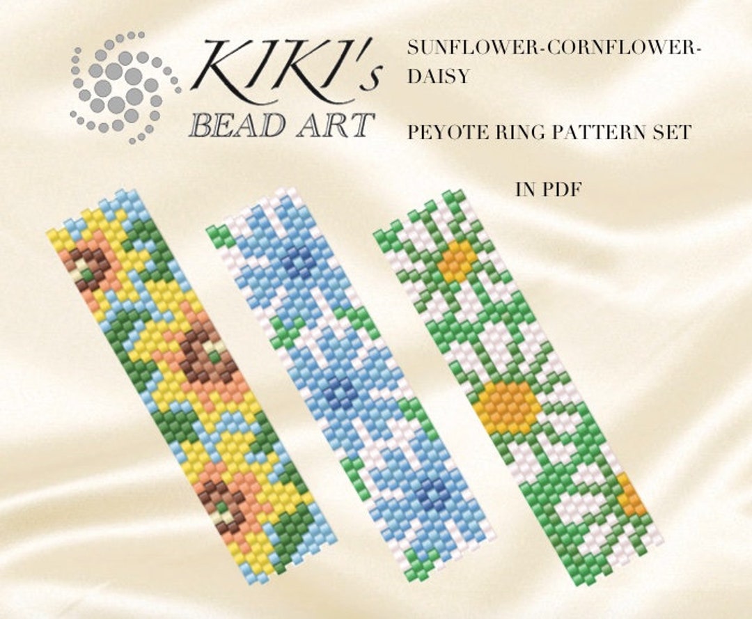 Peyote Ring Pattern, Peyote Pattern Flowery Rings Sunflower, Cornflower ...