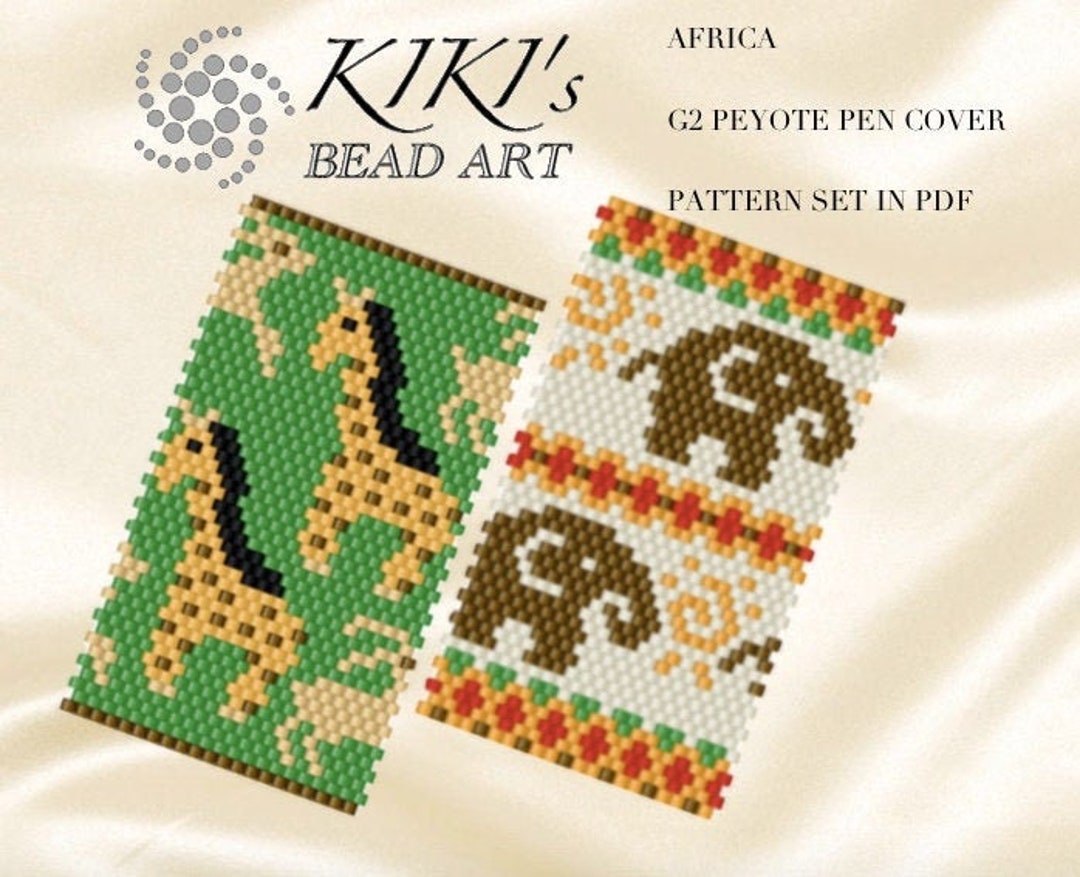 Pattern, Peyote Pen Cover Africa Animal Peyote Pattern for Pen Wrap Set ...