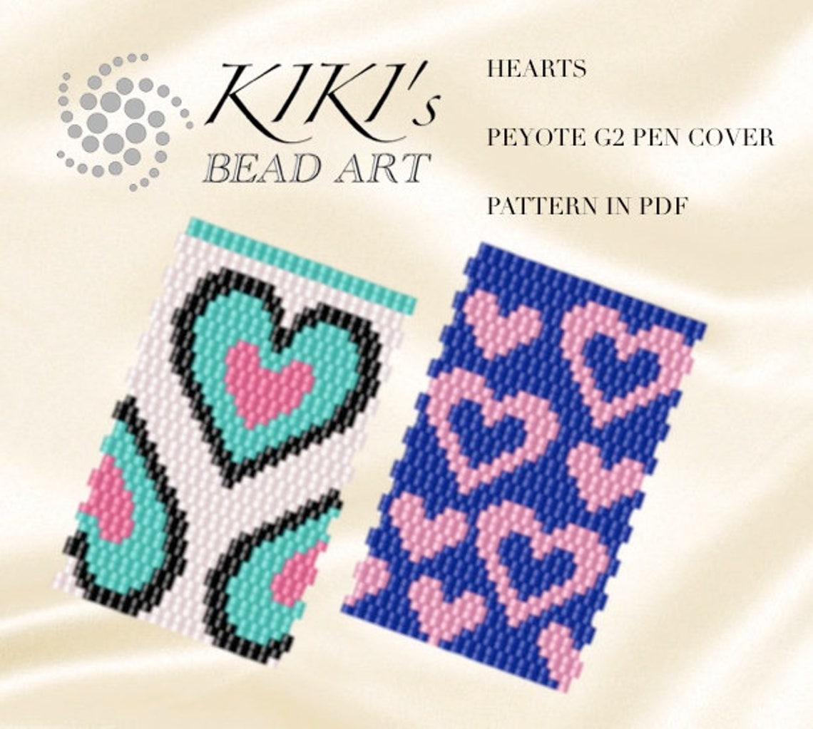 Peyote Pen Cover Patterns Hearts Peyote Patterns Set of 2 - Etsy Sweden