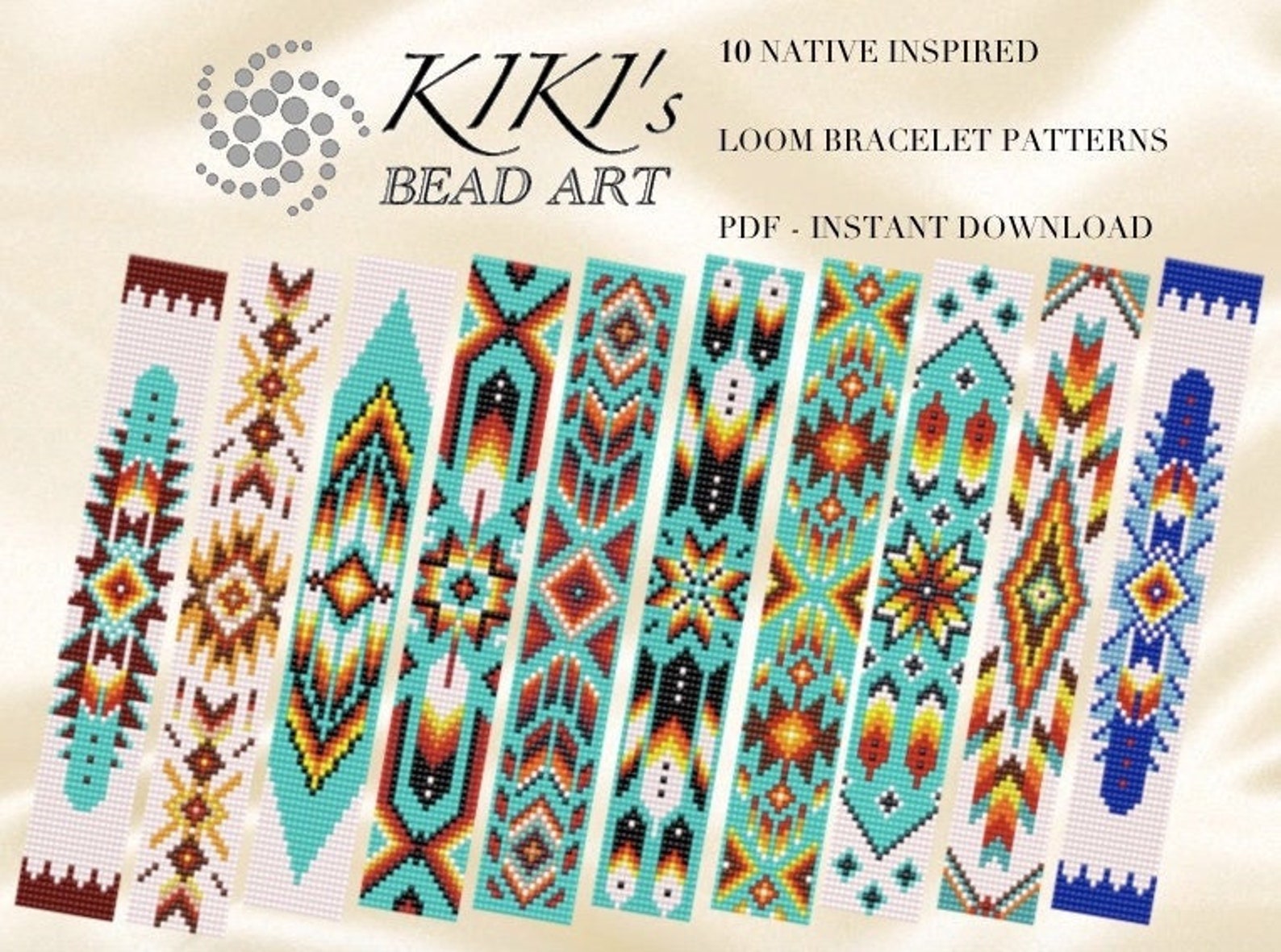 Bead Loom Pattern, Native Inspired LOOM Bracelet Patterns Set of 10 ...