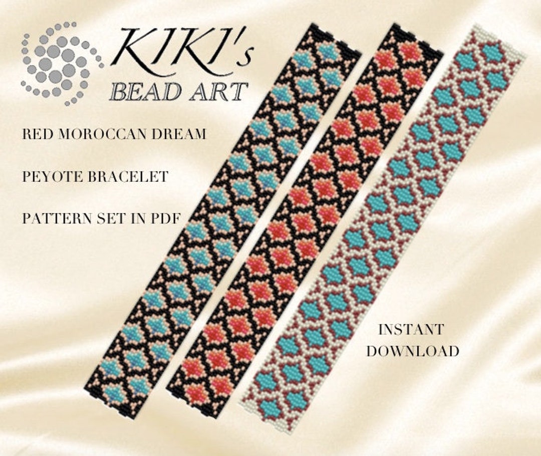 Pattern, Peyote Bracelet Pattern Set of 4, Moroccan Dream Tile Style ...
