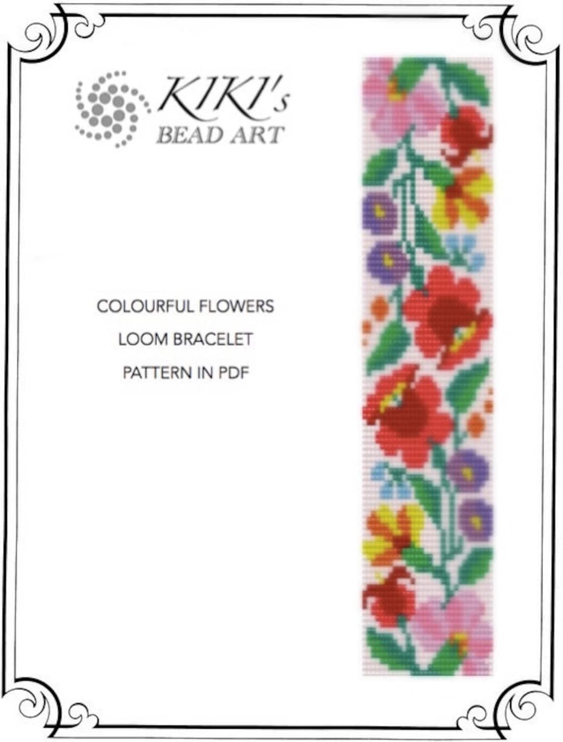 Bead Loom Pattern Colorful Flowers LOOM Bracelet Pattern in - Etsy