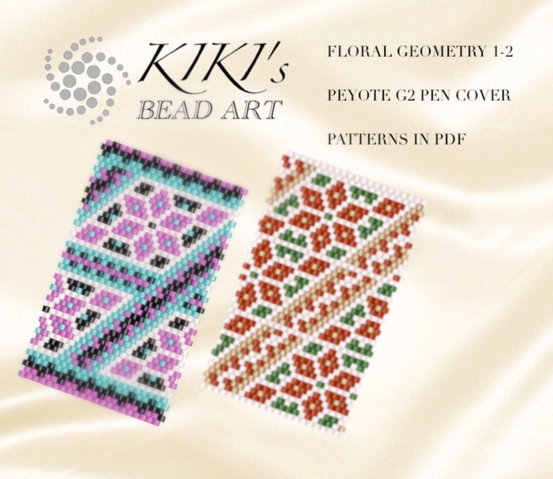 Pattern Peyote Pen Cover Patterns Floral Geometry, Set of 2 for Pen ...