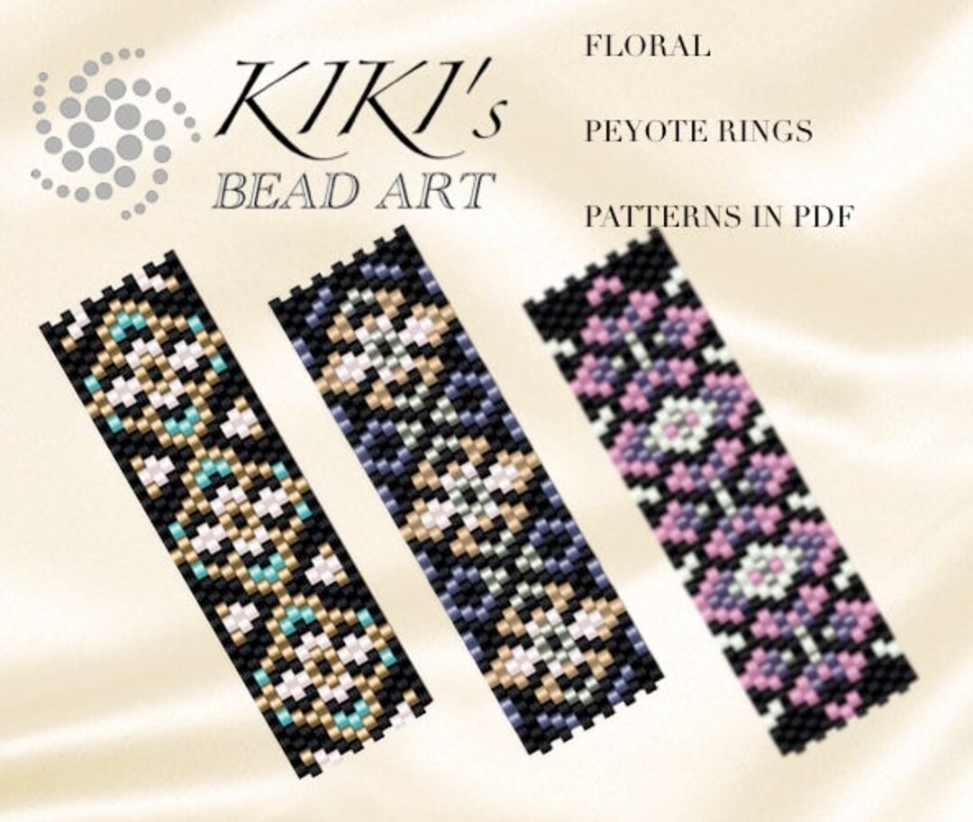 Pattern, Peyote Flowery Rings Floral Peyote Ring Set of 3 Patters in ...