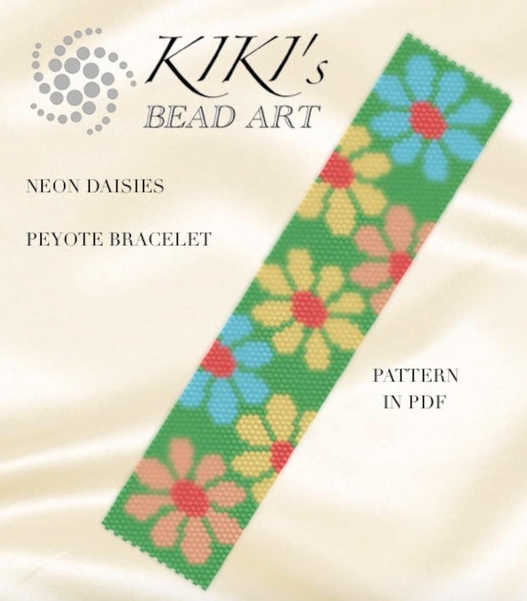 Pattern, Peyote Bracelet - Neon Daisies Peyote Bracelet Pattern in PDF ...