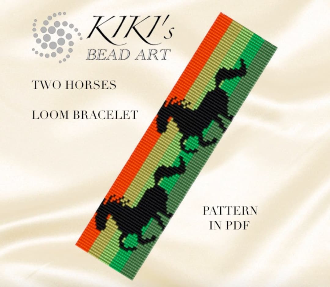 Bead Loom Pattern, Two Horses LOOM Bracelet Cuff PDF Pattern - Instant ...