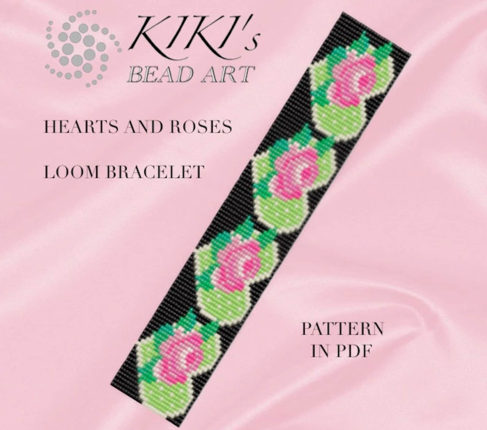 Bead Loom Pattern Hearts and Roses Flowery Vivid Coloured - Etsy