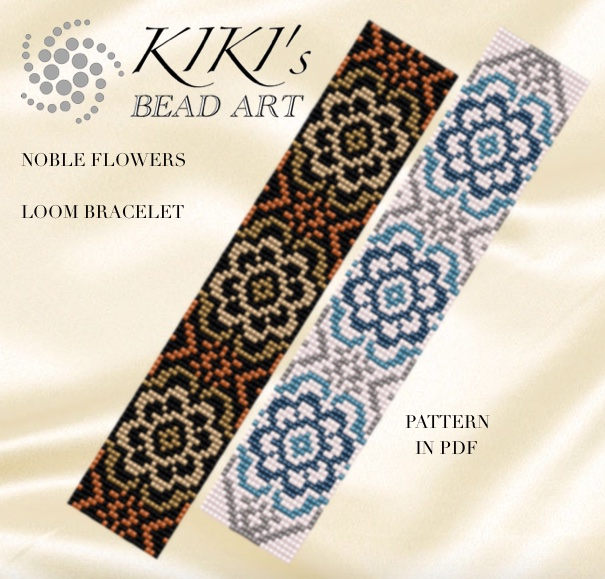 Bead Loom Pattern - Noble Flowers LOOM Bracelet Pattern in PDF ...