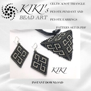 Pattern, Peyote Celtic Knot Pattern Set Triangle Pendant and Peyote ...