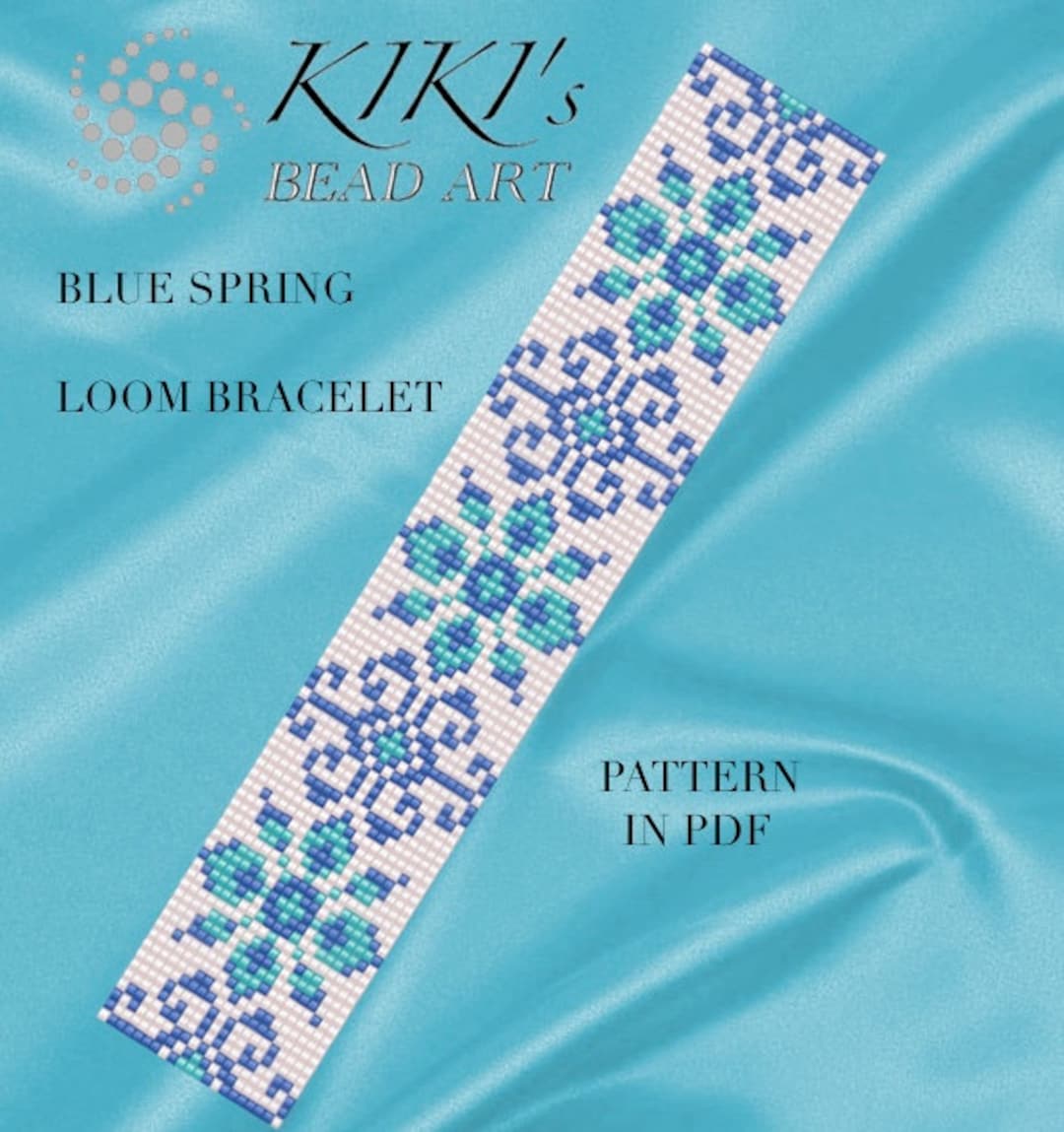 Bead Loom Pattern - Blue Spring Flower Patterned LOOM Bracelet Pattern ...