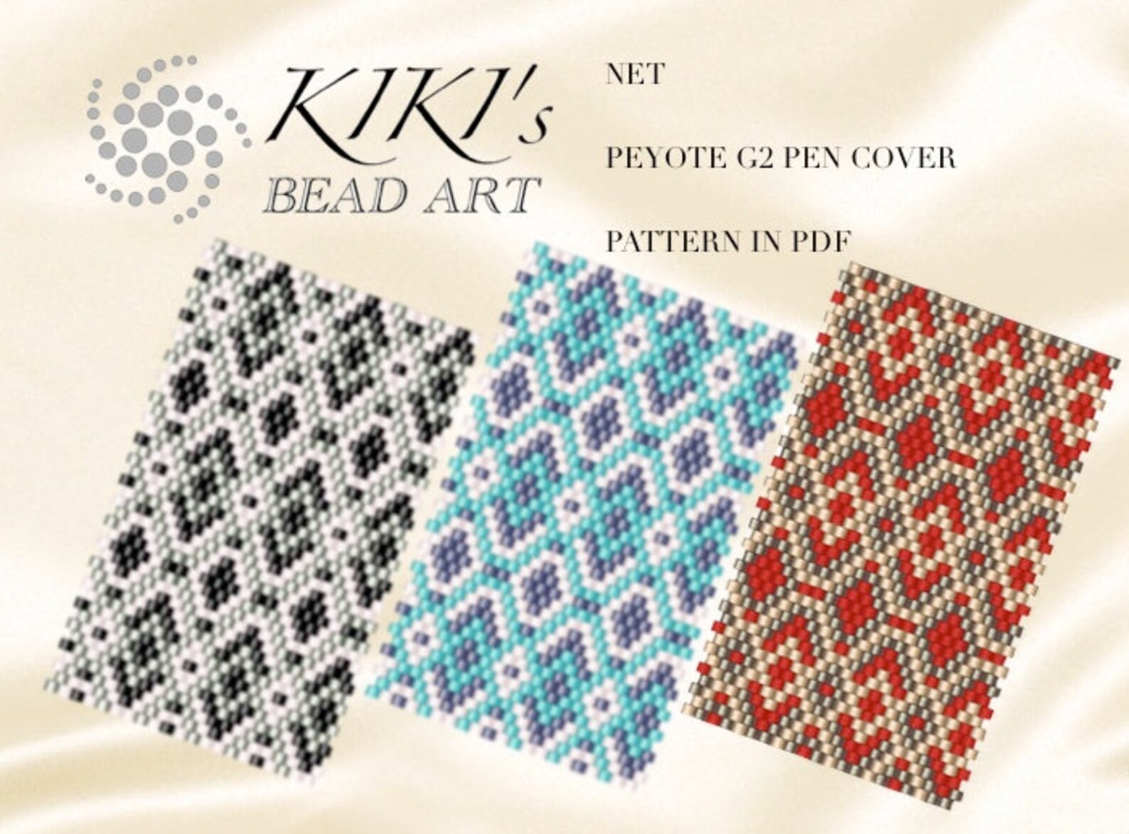 Pattern Peyote Pen Cover Silvery Golden Turquoise Net Peyote - Etsy Sweden