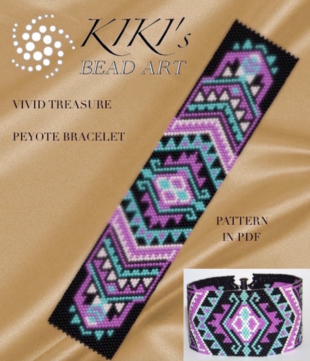 Peyote Pattern for Bracelet - Vivid Treasure Peyote Bracelet Pattern in ...