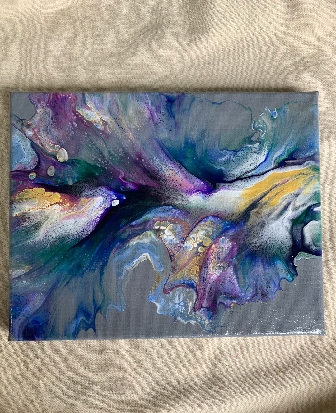 Rainbow Reflection, Acrylic Pour Painting 8x10 - Etsy
