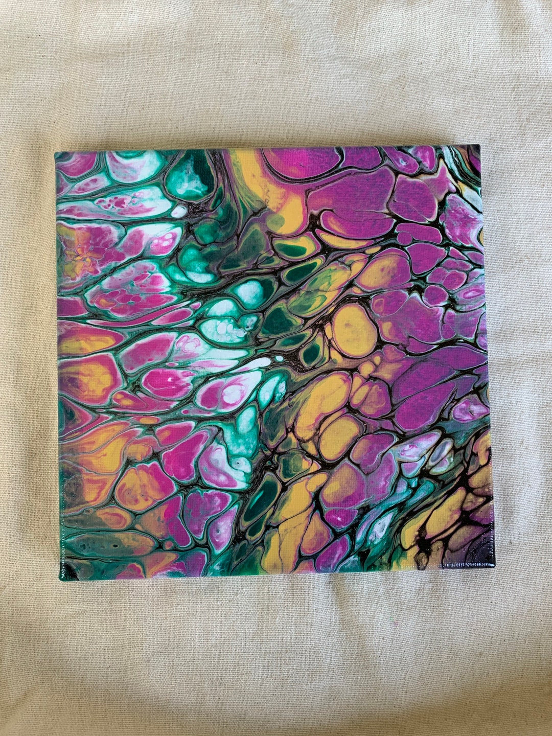 Butterfly Cells, Acrylic Pour Painting, 8x8 - Etsy