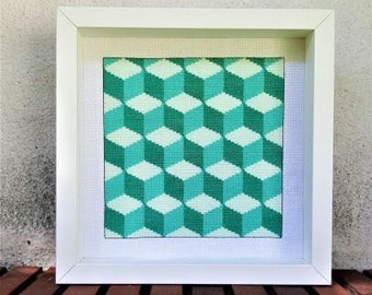 3D Y Pattern | Geometric | Optical Illusion | Embroidery Cross Stitch ...