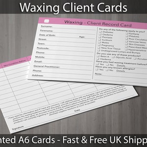 Waxing Client Card / Client Record Card / Treatment | Etsy