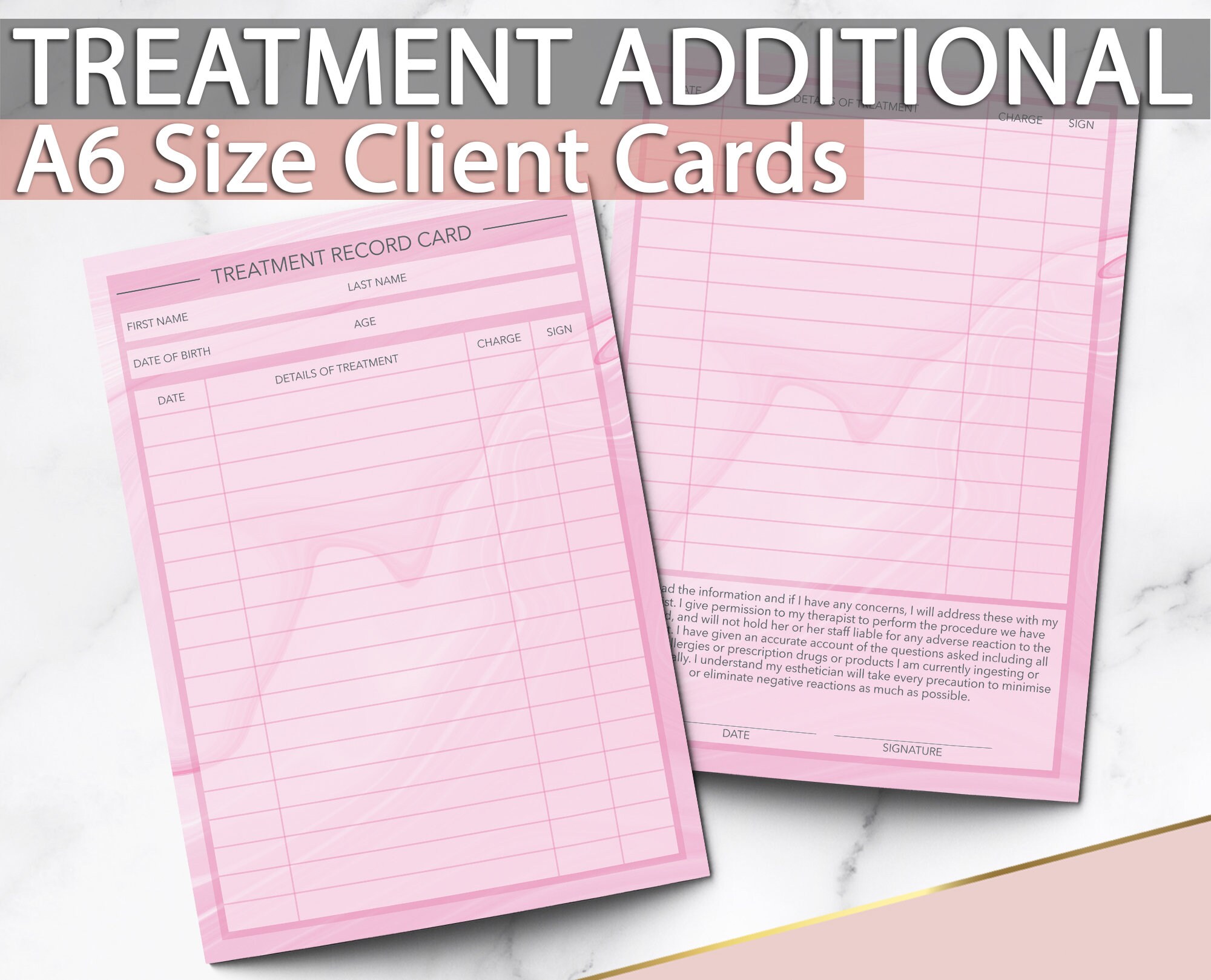 Treatment Record Client Card / Client Record Card / Treatment ...