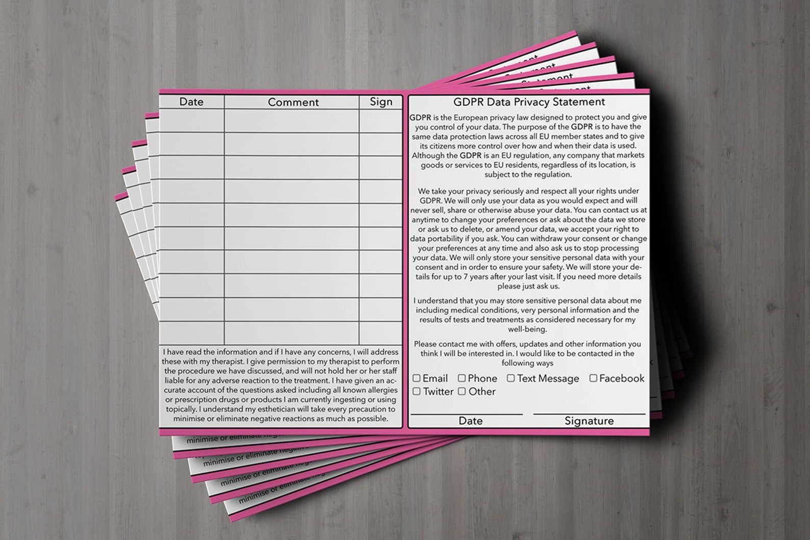 Beauty Client Card / GDPR Compliant Client Record Card / - Etsy