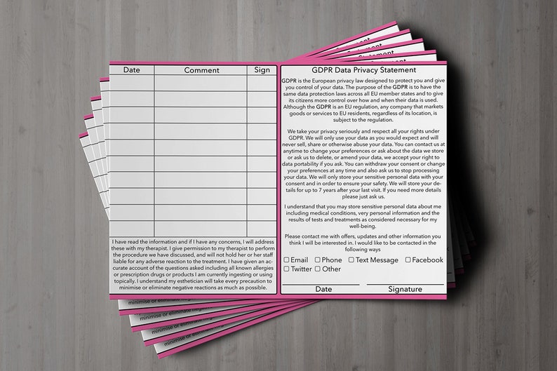 Beauty Client Card / GDPR Compliant Client Record Card / - Etsy