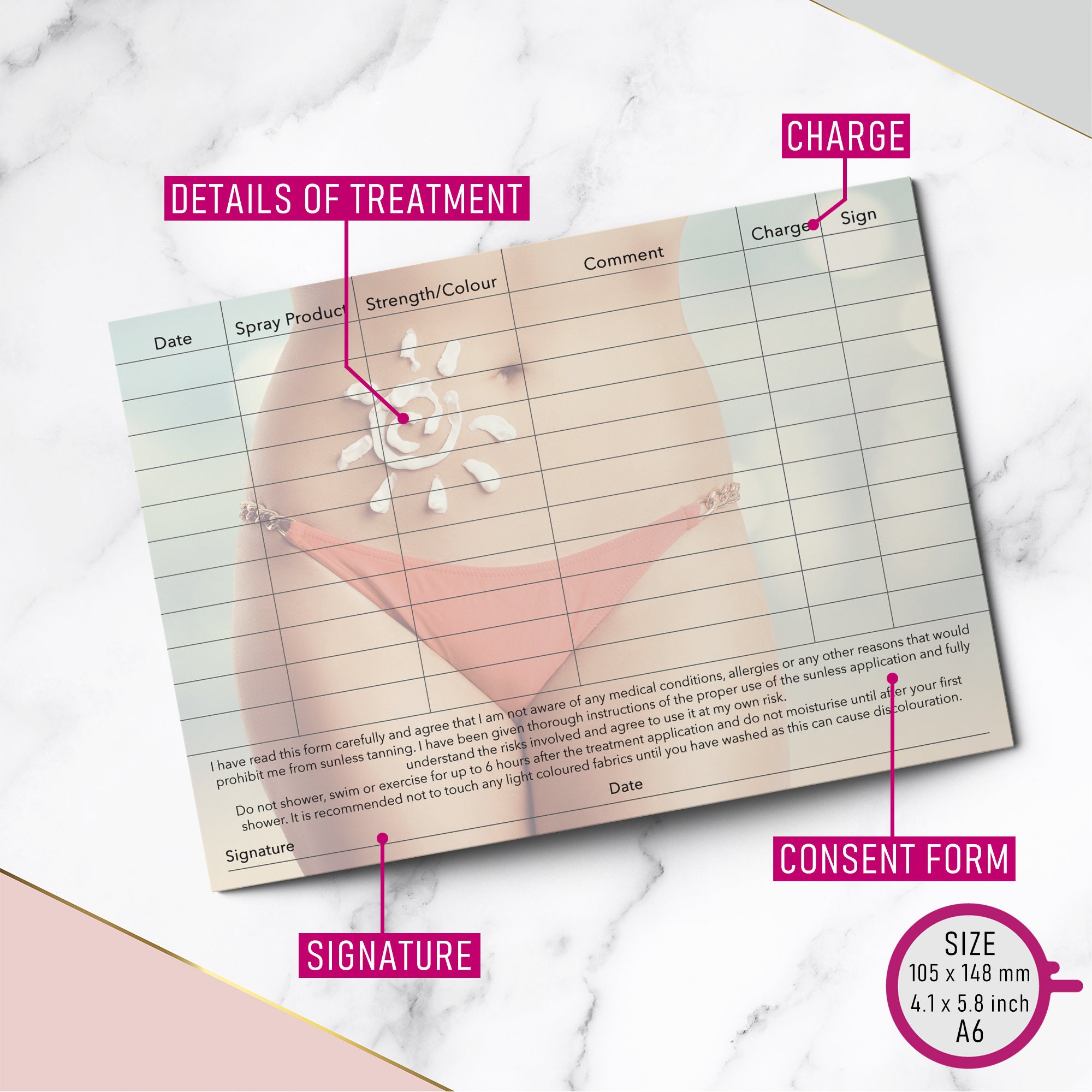 Spray Tan Client Card / Client Record Card / Treatment - Etsy
