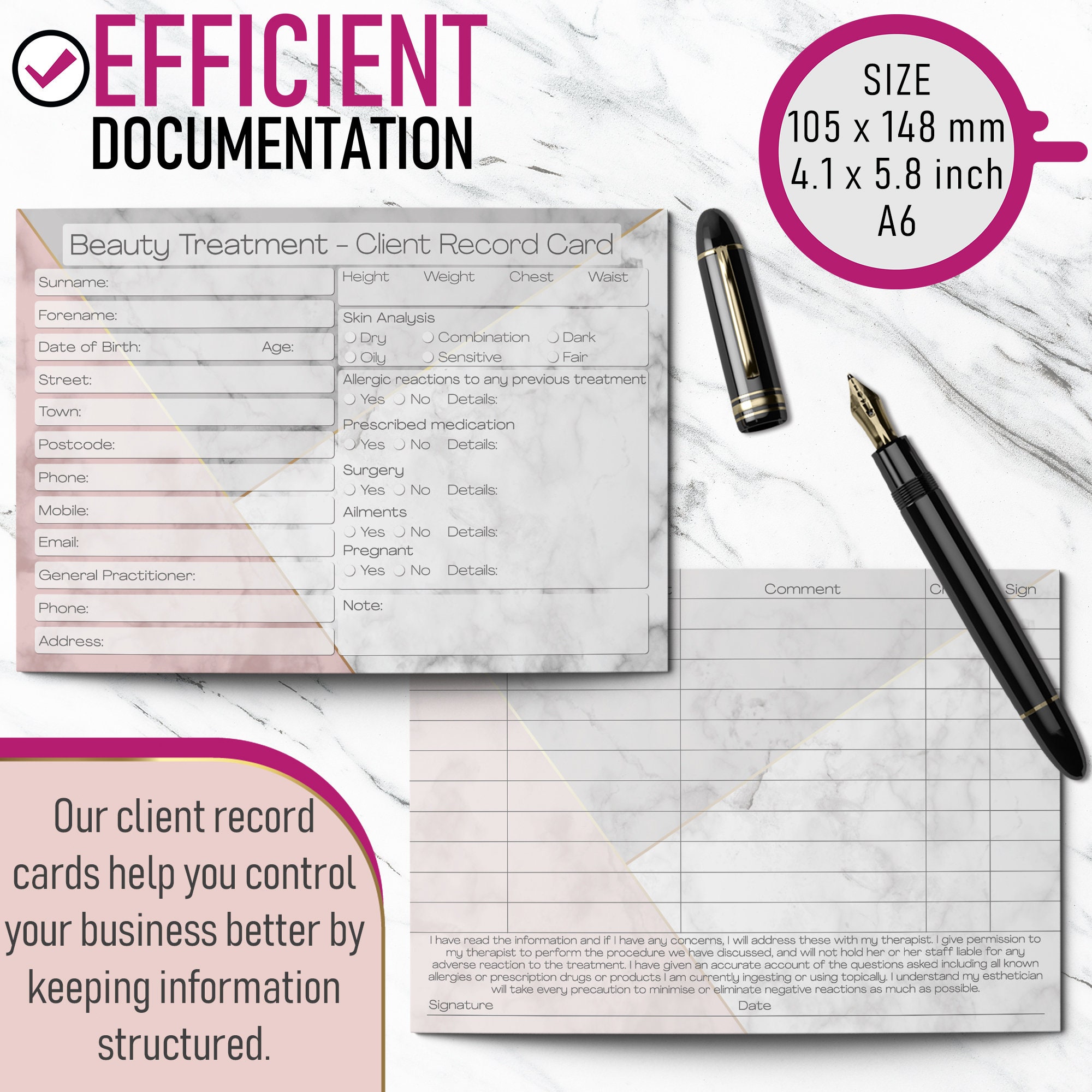 Beauty Client Card / Client Record Card / Treatment Consultation Card ...