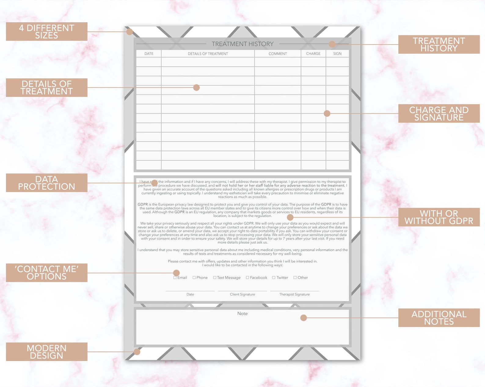 Hairdressing Client Record Form Consultation Treatment Salon Stationery ...
