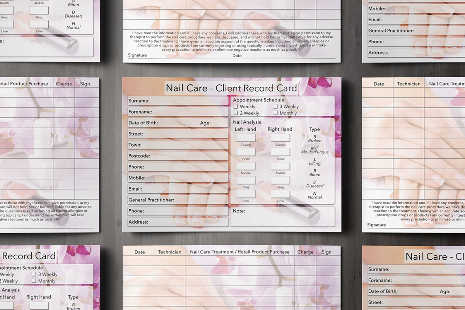 Nail Care Client Card / Client Record Card / Treatment | Etsy