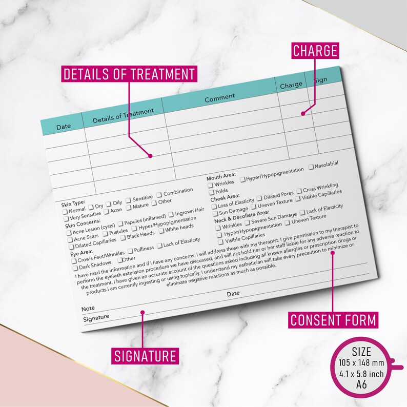Makeup Client Card / Client Record Card / Treatment Consultation Card ...