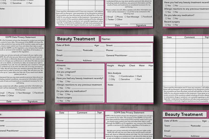 Beauty Client Card / GDPR Compliant Client Record Card / - Etsy