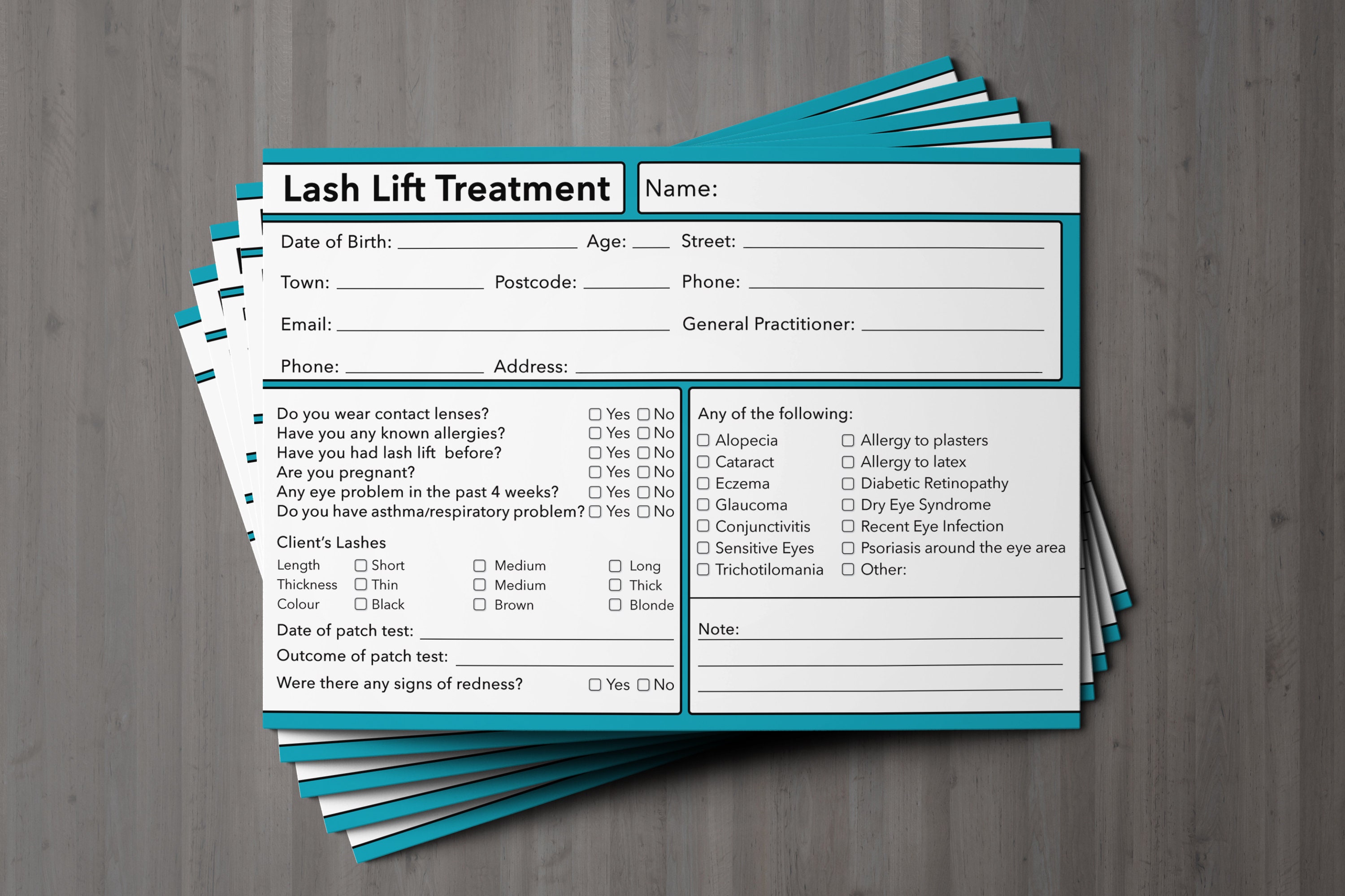 Lash Lift Client Card / GDPR Compliant Client Record Card / - Etsy