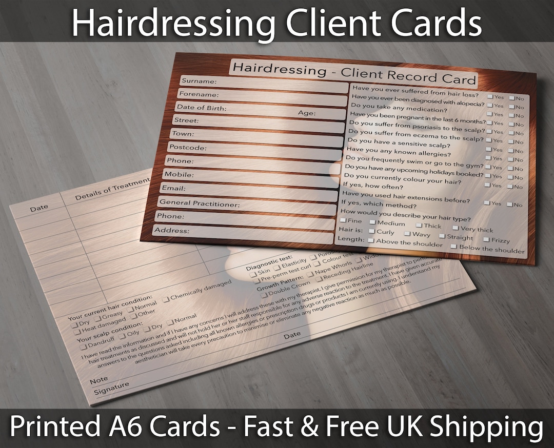 Tarjeta de cliente de peluquería / Tarjeta de registro de cliente ...
