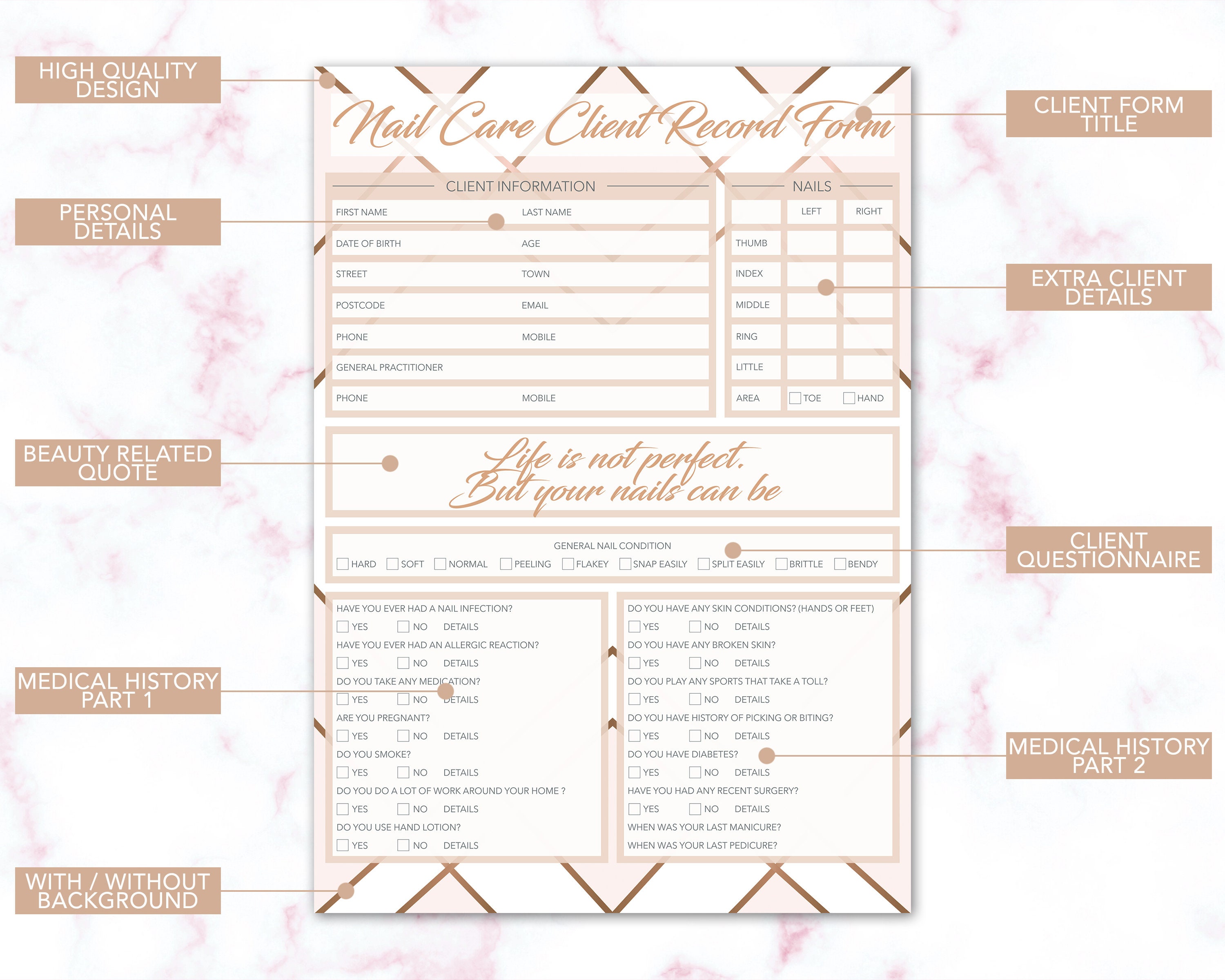 Nail Care Client Record Form Consultation Treatment Salon - Etsy UK