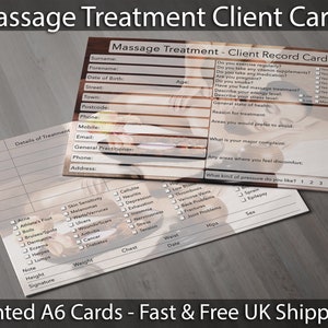 Massage Client Card / Client Record Card / Treatment | Etsy