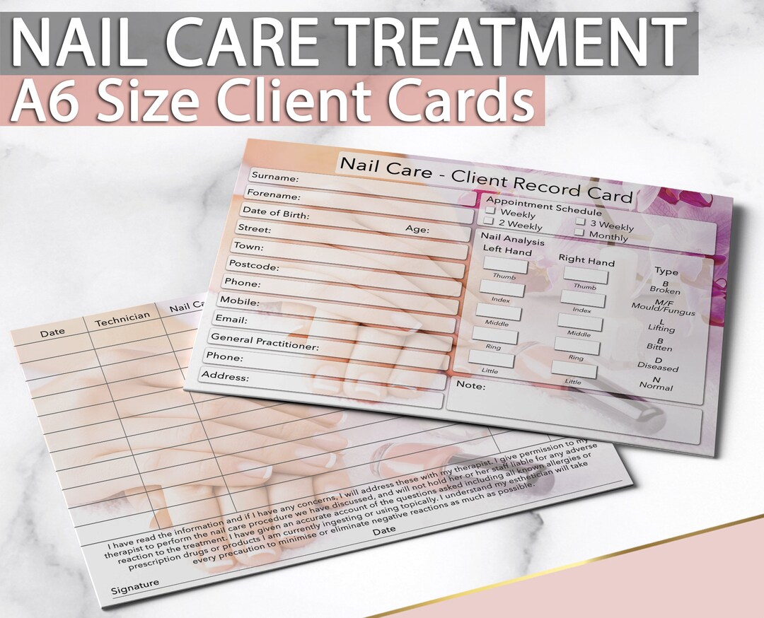 Nail Care Client Card / Client Record Card / Treatment Consultation ...